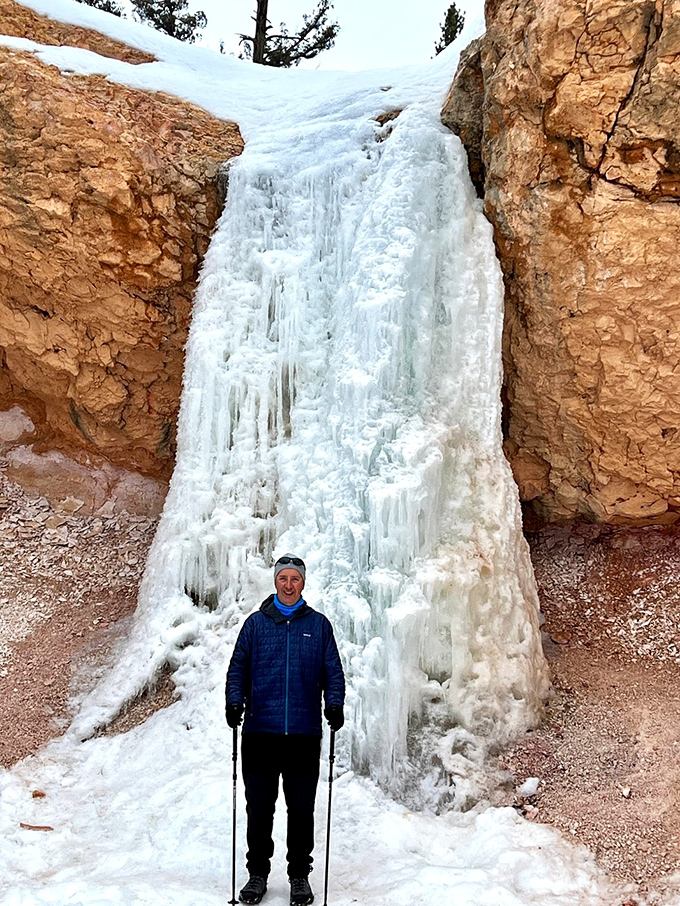 Winter transforms the waterfall into a frozen sculpture garden that would make Elsa from "Frozen" consider a vacation home in Utah.