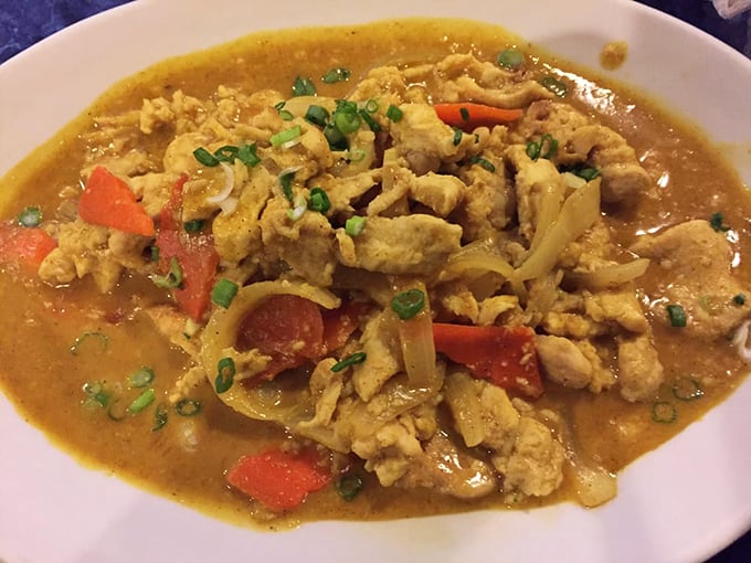 Yellow curry chicken that glows like liquid sunshine&mdash;warming your soul while simultaneously making your taste buds dance with delight.