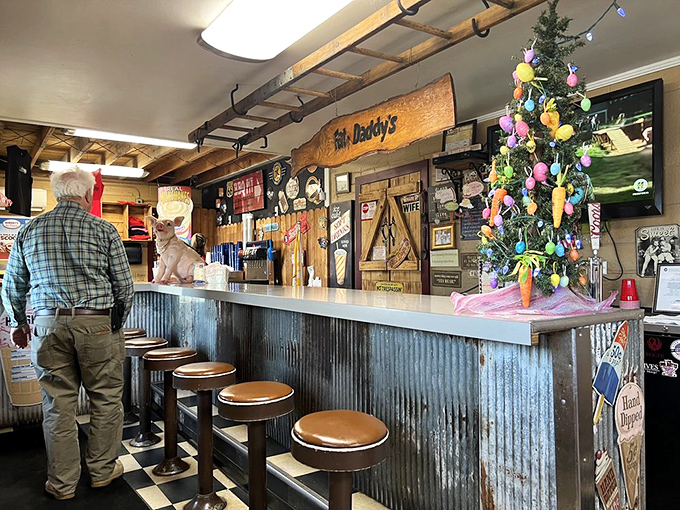 The bar area sports the kind of rustic decor you can't manufacture&mdash;it's earned through years of smoke, stories, and satisfied customers.