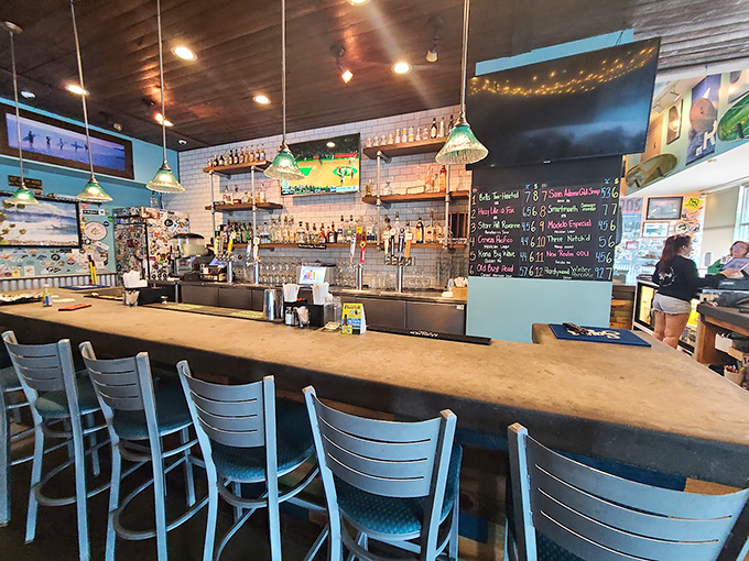 The bar area&mdash;where strangers become friends over margaritas and mutual appreciation for properly made fish tacos.
