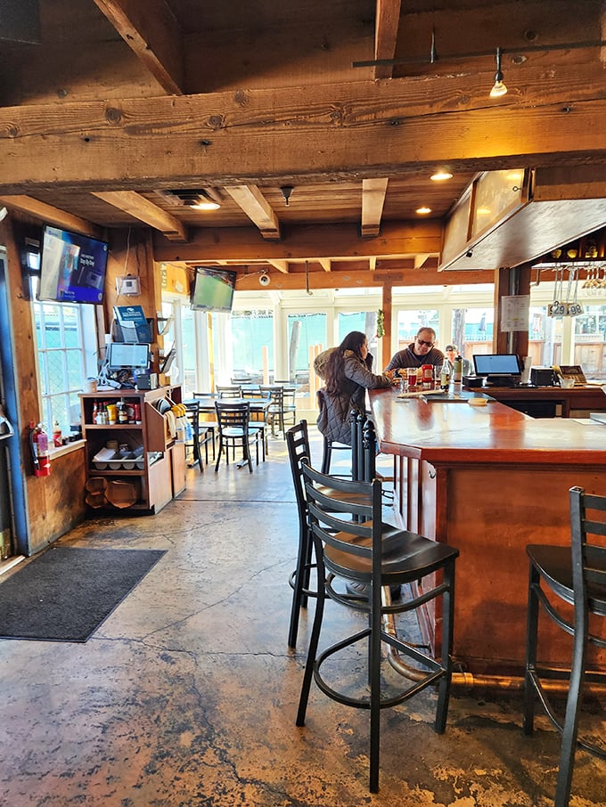 The bar area feels like the command center of a beloved ship&mdash;wooden beams overhead, friendly faces behind the counter, and the promise of good things to come.