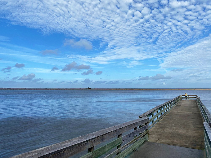 This fishing pier invites contemplation along with your casting. Even if you catch nothing but the sunrise, you'll still go home with something valuable.