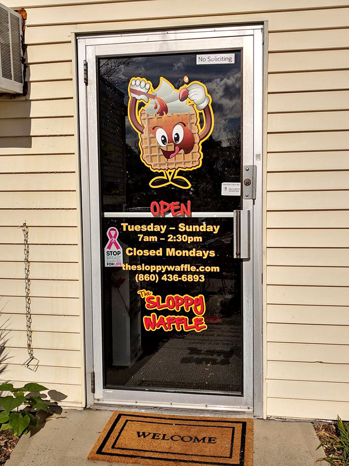 The cheerful mascot on the door&mdash;a waffle with personality&mdash;welcomes visitors Tuesday through Sunday, promising delicious memories inside.