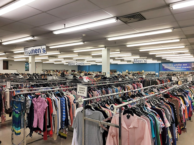 The clothing section: where fashion trends of past decades come for their second chance at stylish relevance.