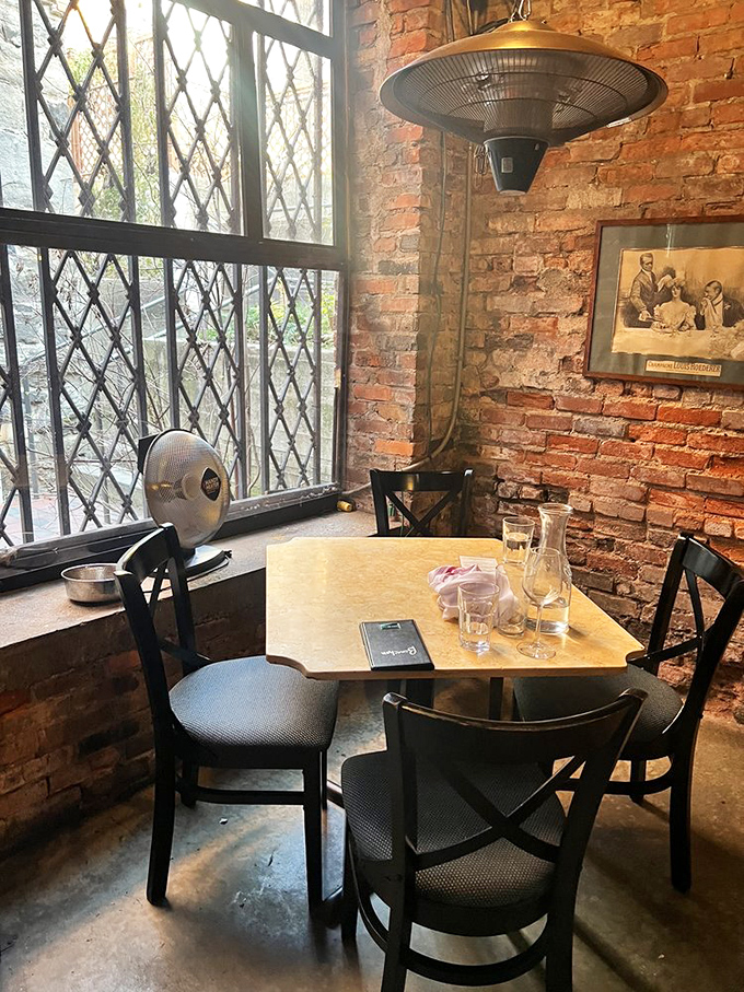 This corner table by diamond-paned windows feels like the perfect spot to plot your next novel or propose something significant.