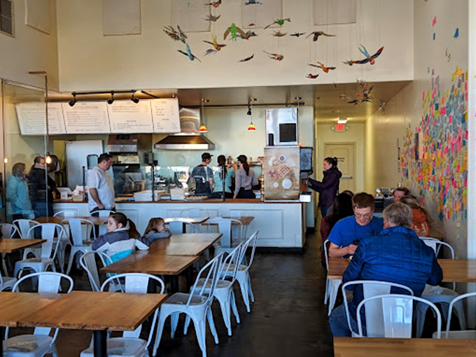 Patrons deep in waffle contemplation, experiencing what I call "the silent moment"&mdash;when food is so good conversation becomes unnecessary.