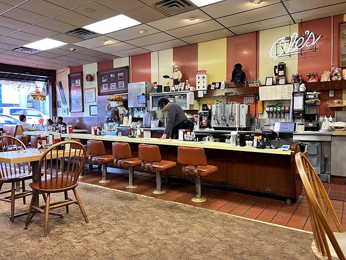 The counter at Ole's&mdash;where breakfast magic happens and coffee cups never reach empty before being refilled by the breakfast ninjas behind the bar. 