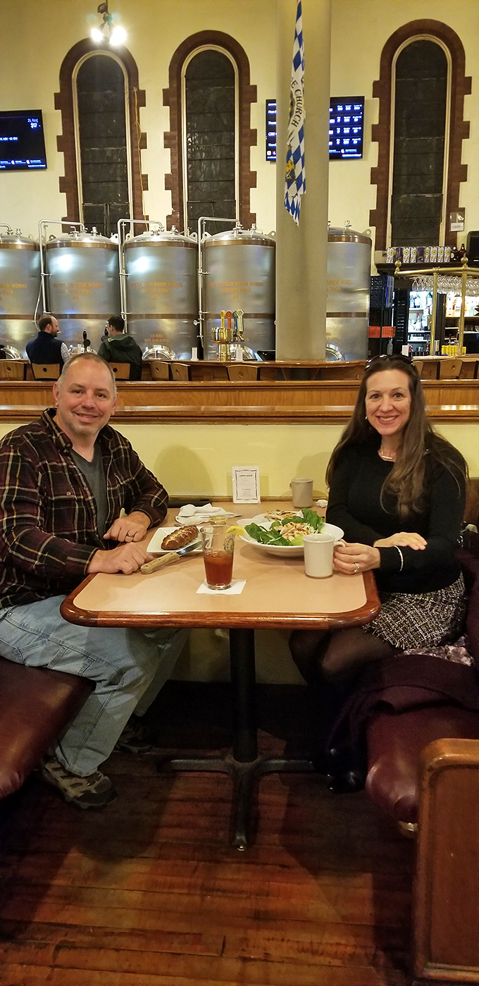 Dining beneath stained glass windows adds a certain reverence to your meal. Even the most casual conversation feels like breaking bread with purpose. P
