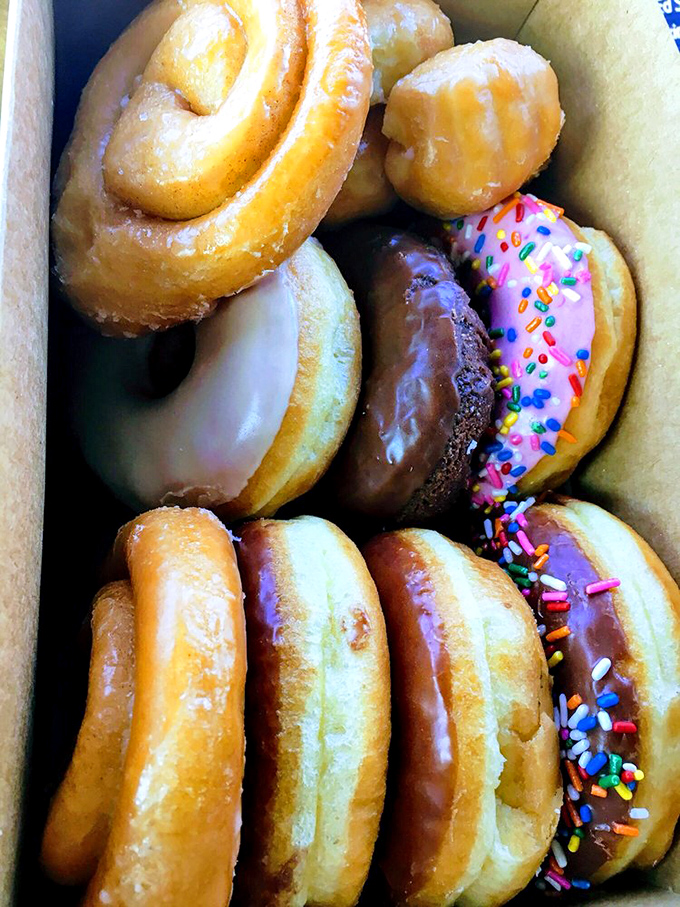 A box of donuts is like a treasure chest where every piece is the gold. The cinnamon twist alone could make a Monday morning bearable.