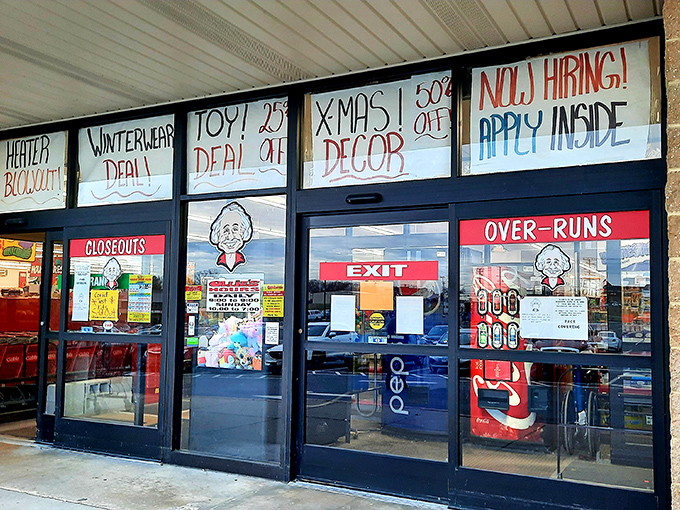 Handwritten window signs announce the daily deals like town criers of savings. "HEATER BLOWOUT!" isn't just a sale&mdash;it's practically a holiday.