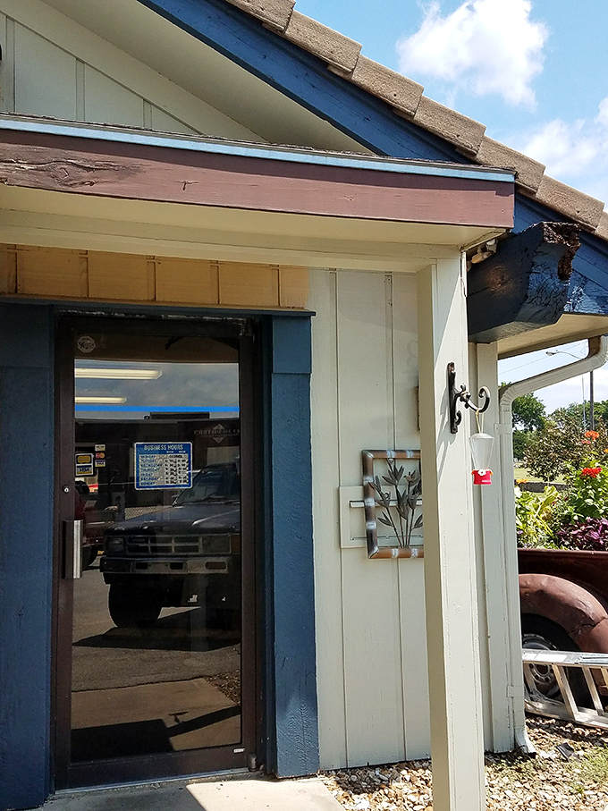 The unassuming entrance doesn't telegraph what's inside&mdash;like finding a portal to comfort food paradise behind a humble blue door.