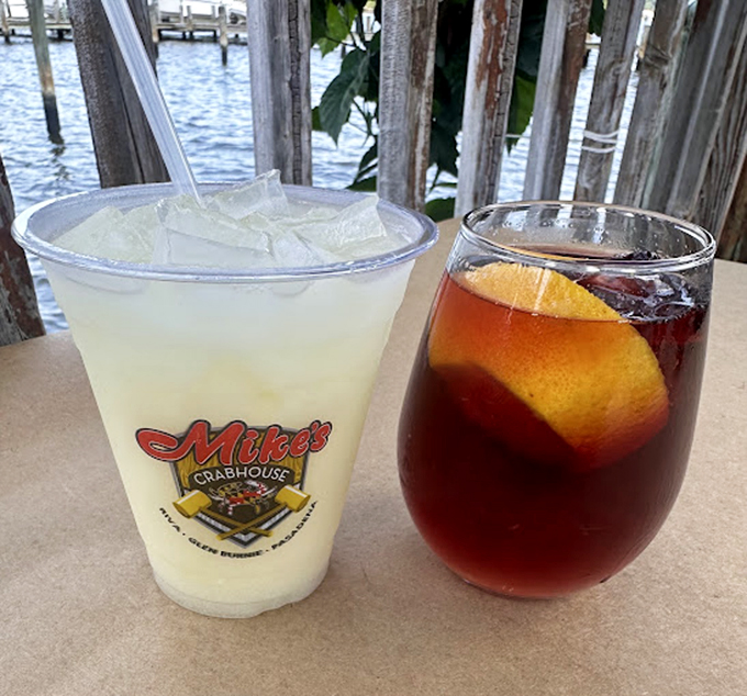 The official beverages of Maryland summer—a frosty Orange Crush and its sophisticated cousin, both promising refreshment between crab-cracking sessions.