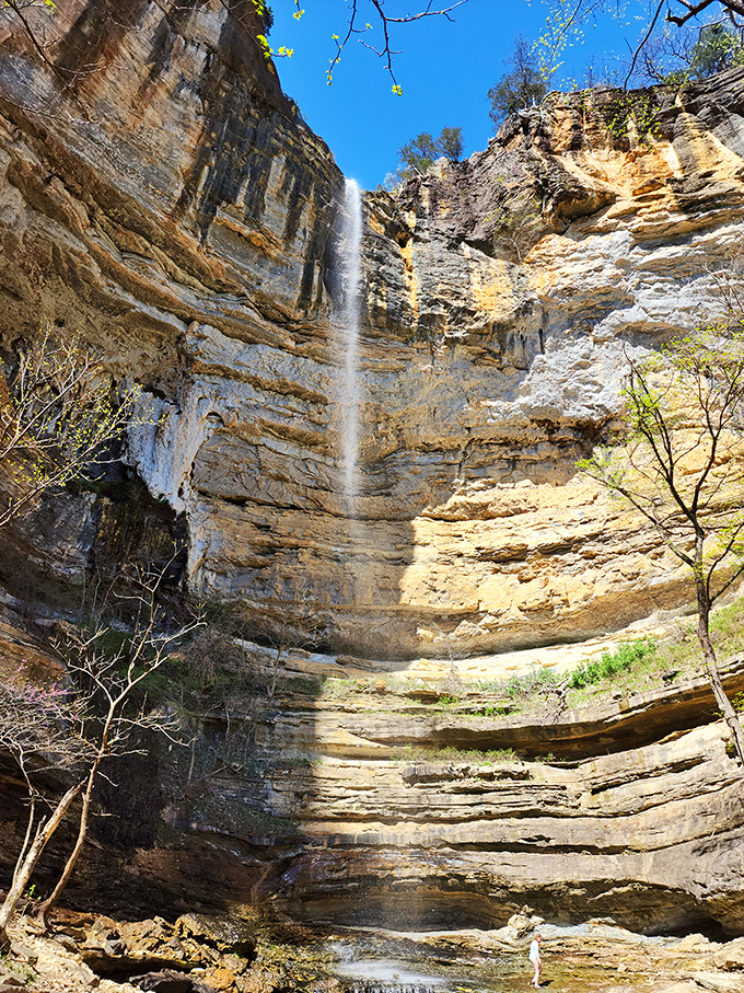 The full majesty of Hemmed-In Hollow Falls on display &ndash; a pencil-thin ribbon of water that's somehow both delicate and overwhelmingly powerful.
