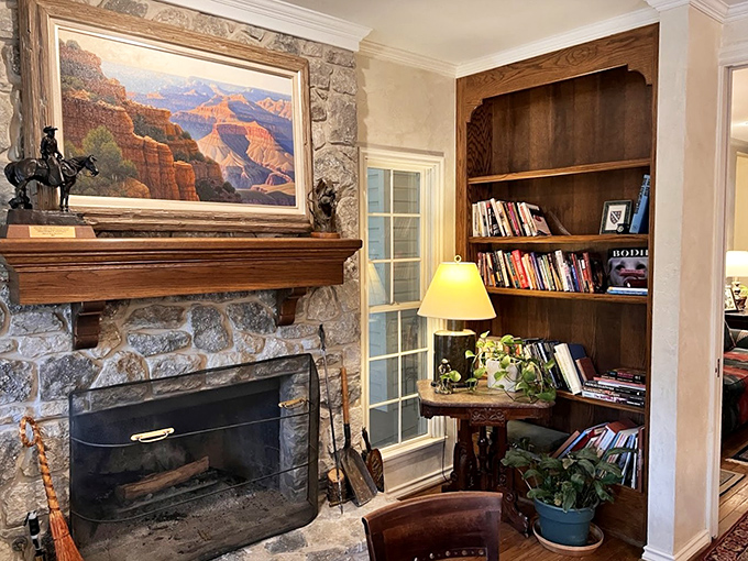 A fireplace that doesn't just warm the room but seems to whisper, "Put down that phone and pick up that book you've been meaning to read."
