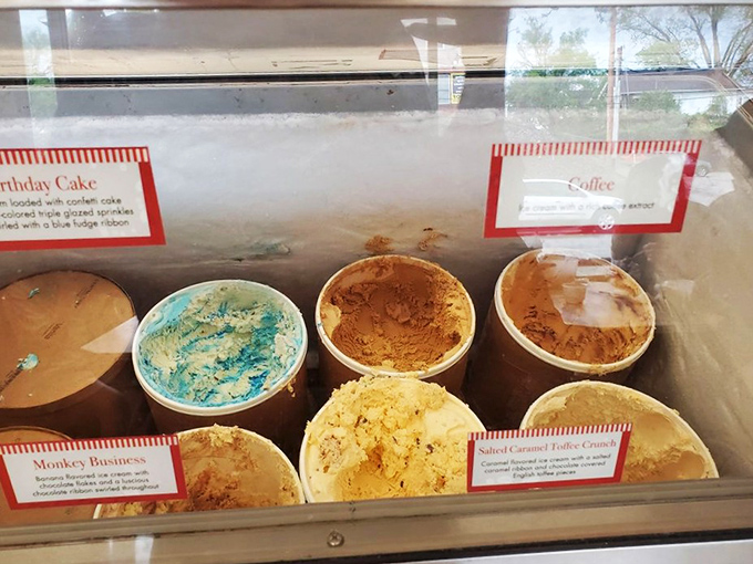 The flavor case&mdash;Missouri's most delicious real estate. Each container holds a different path to happiness.