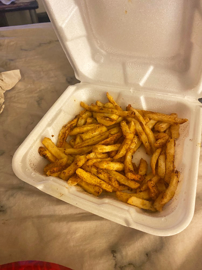 Fries dusted with a secret spice blend that makes ketchup entirely optional. The perfect vehicle for sopping up any leftover sauce.