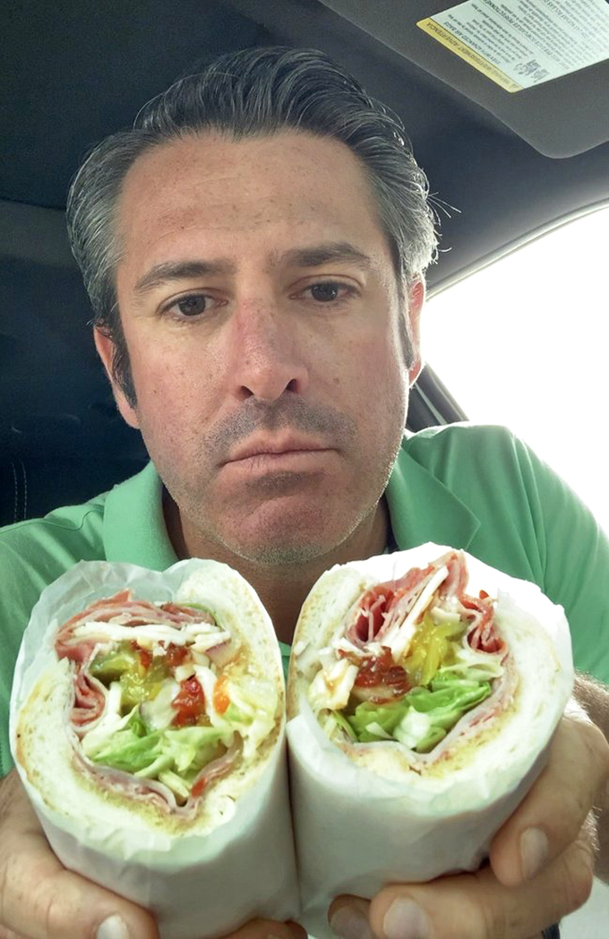 The face of sandwich satisfaction. When your lunch requires a serious expression because the flavor deserves your complete concentration.