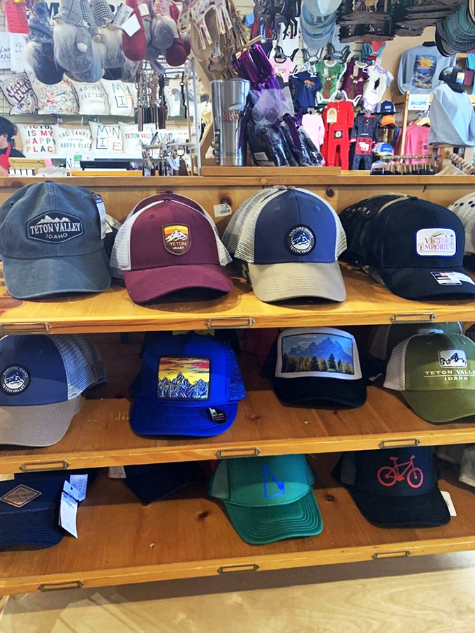 Hat heaven for outdoor enthusiasts. After your milkshake, you'll need something to shade your eyes while hiking off those delicious calories.