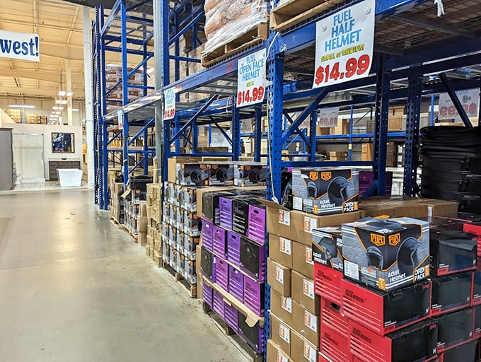 From protective gear to household essentials &ndash; Bailey's shelving system is like organized chaos that somehow makes perfect sense to the bargain hunter.