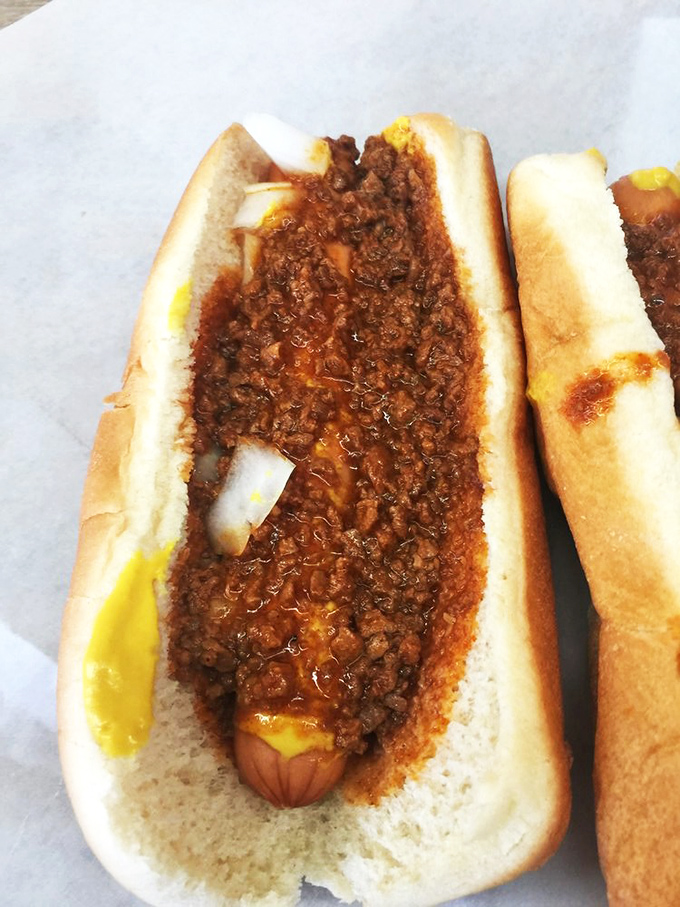 Not to be overshadowed by its famous burger siblings, Johnson's hot dog comes dressed with homestyle chili&mdash;a Carolina classic in its own right.