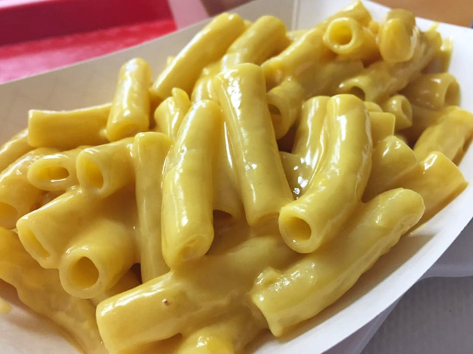 Mac and cheese that doesn't come from a blue box. This golden, creamy masterpiece is what childhood memories are made of, only better because you don't have to share with siblings.
