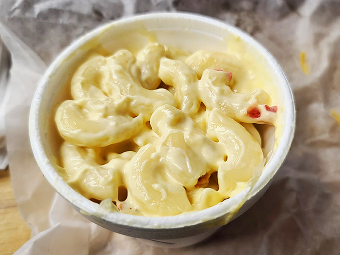 Mac and cheese that doesn't need to show off&mdash;it simply delivers creamy, comforting perfection in a humble paper cup.