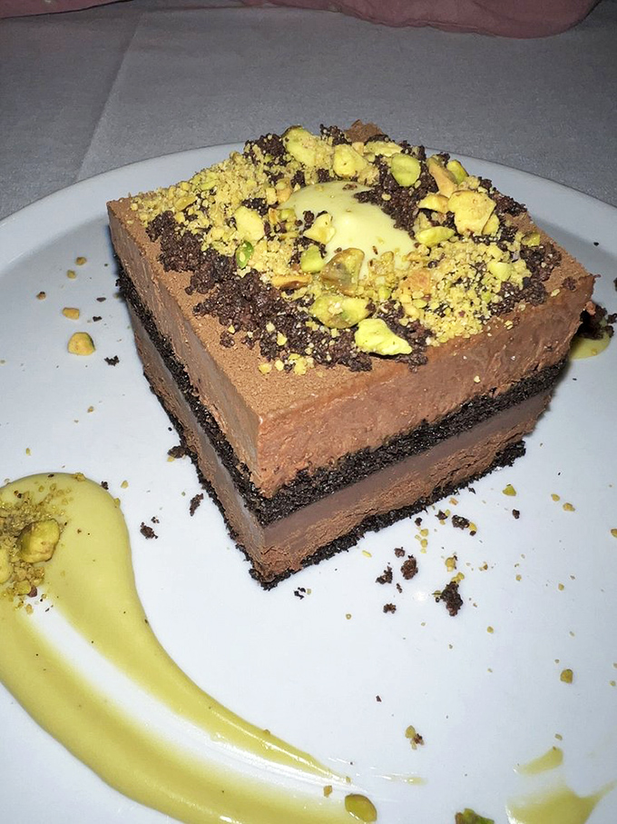 This chocolate creation isn't just dessert&mdash;it's architecture with a sweet tooth and a pistachio accent.