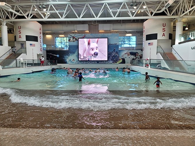 Movie time meets splash time at the wave pool. Only in Oregon would watching films while floating seem like the most natural combination.