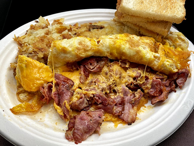 Behold the pastrami omelet&mdash;where breakfast and lunch collide in a yellow blanket of cheese that makes you question why we separate meals at all.