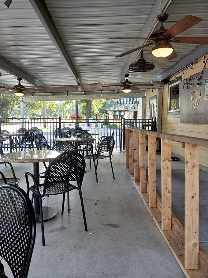 The outdoor dining area offers a perfect spot to enjoy your meal while contemplating why you don't eat at Stoby's every single day.