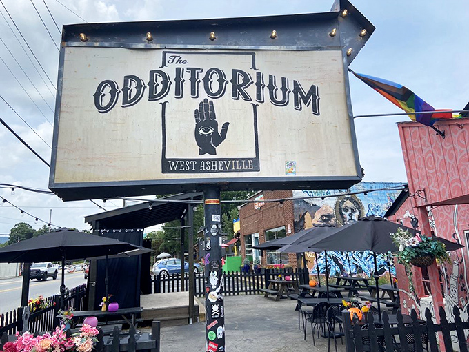 The "Odditorium" sign promises exactly what it delivers&mdash;an experience that defies categorization but demands your attention.
