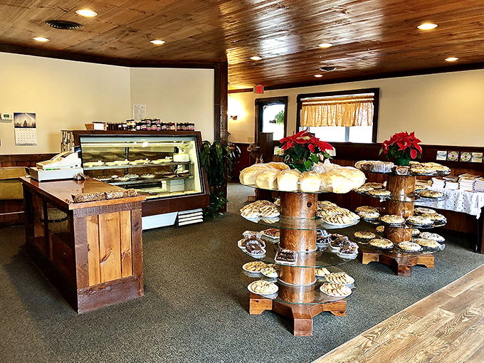 The bakery corner looks like what would happen if your grandmother's recipe box came to life and decided to throw a party.