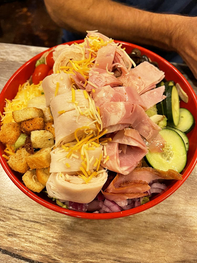 A salad that doesn't apologize for going all-in with protein. That ham isn't playing a supporting role &ndash; it's the headliner.