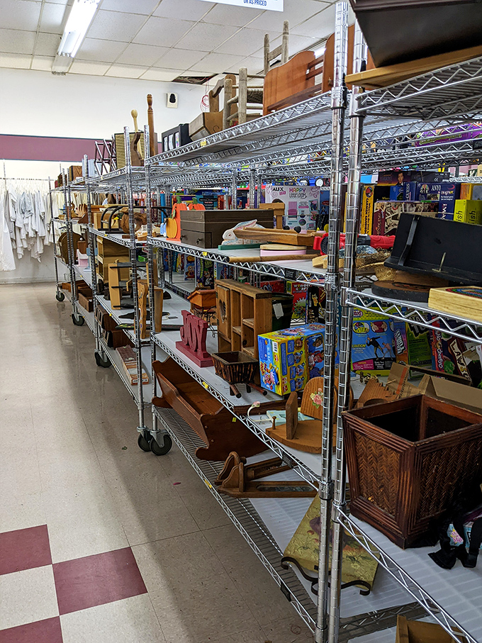 Wooden wonders and household helpers stand at attention, ready for reassignment. That magazine rack has seen things you wouldn't believe.