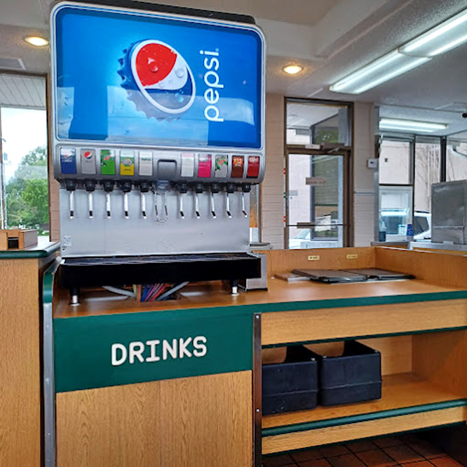The soda fountain&mdash;where your beverage destiny awaits with multiple options to wash down that burger-and-fry-sauce perfection.