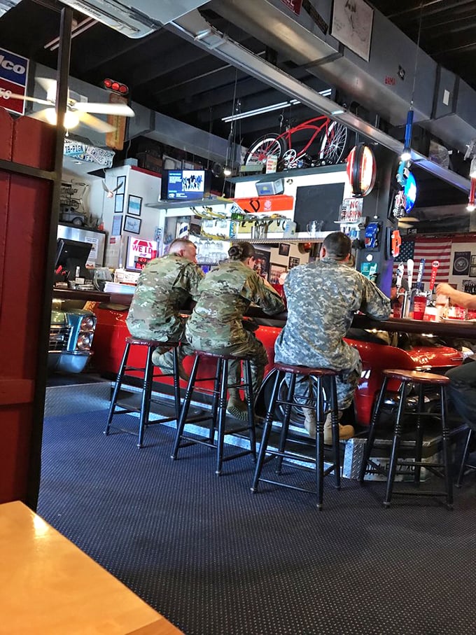 Where military personnel gather for a taste of home. Good barbecue, like good service, brings people together around a common appreciation.