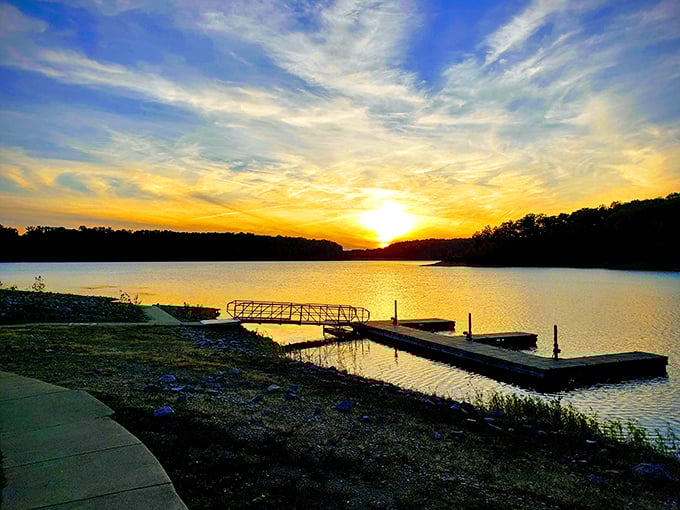 Sunset turns Lake Monroe into liquid gold—nature's daily magic show that outperforms any million-dollar special effects budget.