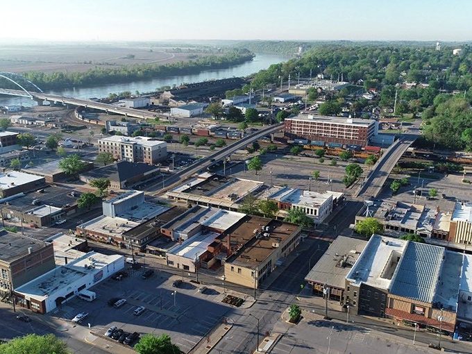 From above, Atchison reveals its perfect scale&mdash;large enough to offer amenities, small enough to keep costs down and community connections strong.