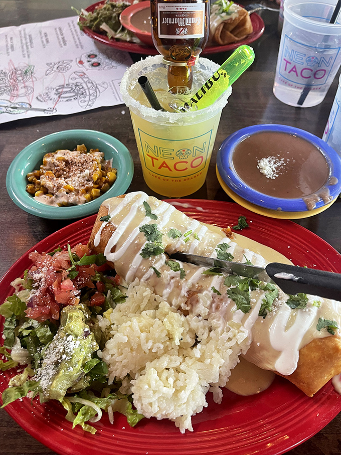 A margarita that demands attention, a burrito that commands respect, and a side of beans that quietly steals the show.