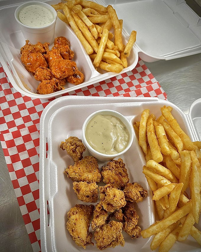 Chicken chunks and fries: proof that sometimes the simplest pleasures are the most satisfying. Dipping sauce non-negotiable.