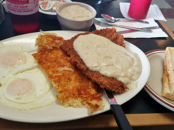 Chicken fried steak with gravy so good you'll be tempted to drink it like soup when nobody's looking. 