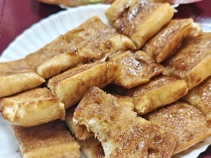 Cinnamon bread that makes you question why you ever wasted time on cinnamon rolls. Sweet, buttery perfection that deserves its own fan club.