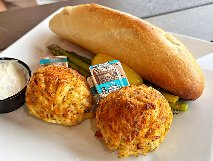Golden-brown crab cakes that are 99% crab, 1% magic. Maryland's unofficial state treasure served with pride and zero apologies. 