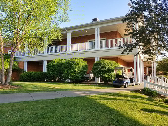 The Dutch Haus Restaurant's stately columns and manicured grounds promise refined dining in a setting that honors Lewisburg's architectural heritage.