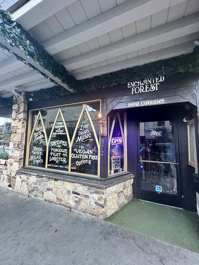 The storefront promises everything from crepes to live Irish music&mdash;a preview of the cross-genre magic waiting inside.