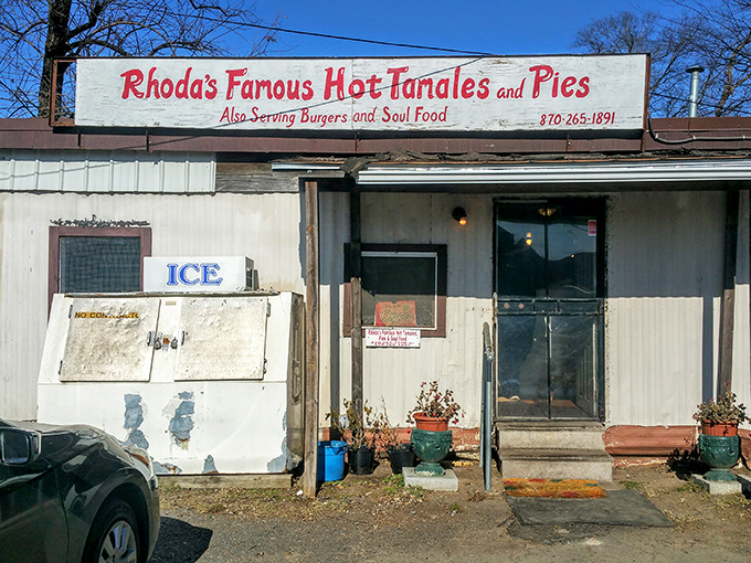 The sign promises "Famous Hot Tamales and Pies," and unlike most roadside promises, this one delivers beyond your wildest expectations.