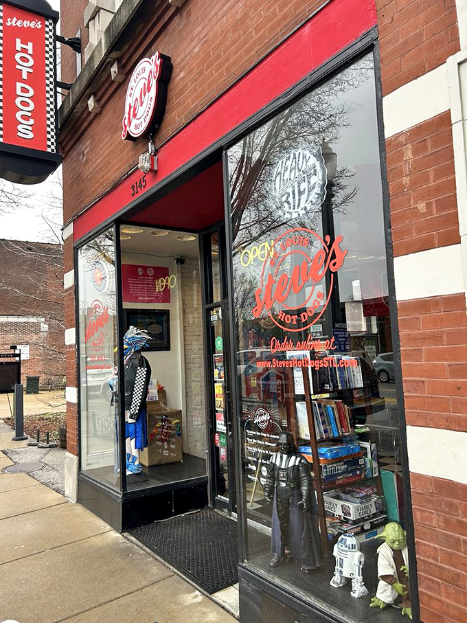 A storefront that doesn't need to shout to be heard. The subtle Star Wars figures in the window? That's how you know the Force is strong here.