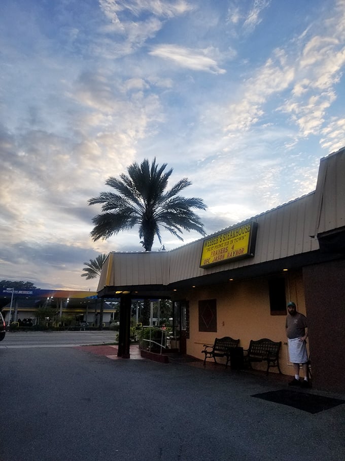 As the sun sets on Webber's exterior, you can almost hear the steaks sizzling inside, calling you back for another visit.