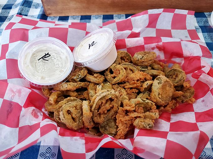 Fried jalape&ntilde;os: where crunch meets heat in perfect harmony. These golden rings of fire come with cooling ranch&mdash;because they care about you.