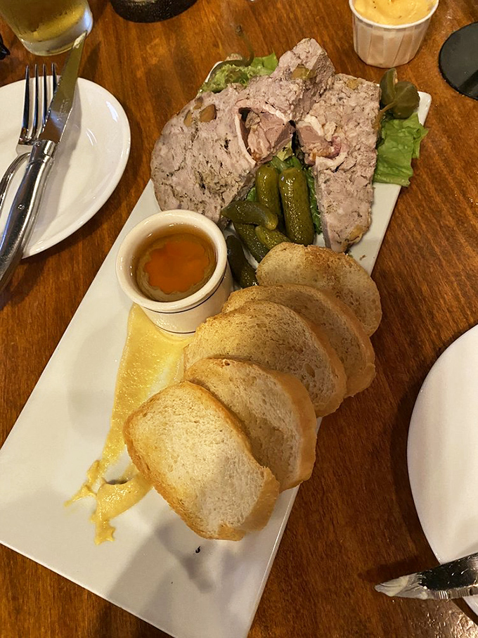 Country p&acirc;t&eacute; with cornichons and toasted baguette&mdash;a rustic French classic that makes you wonder why we complicate things.